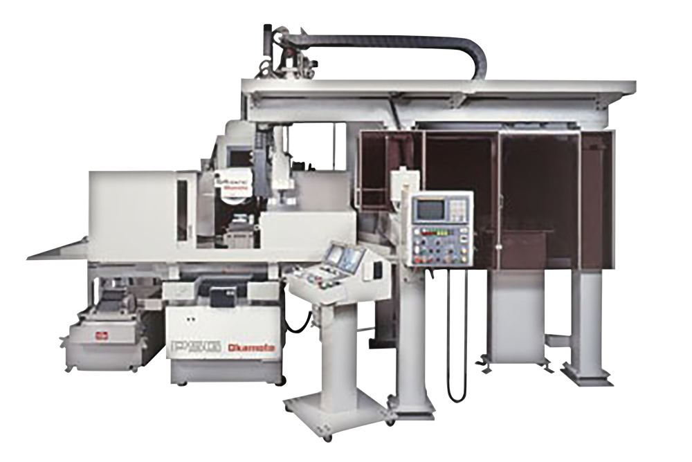Loader-compatible 4-face square-edging grinding machine PSG64DXNC | Okamoto Machine Tool Works,Ltd